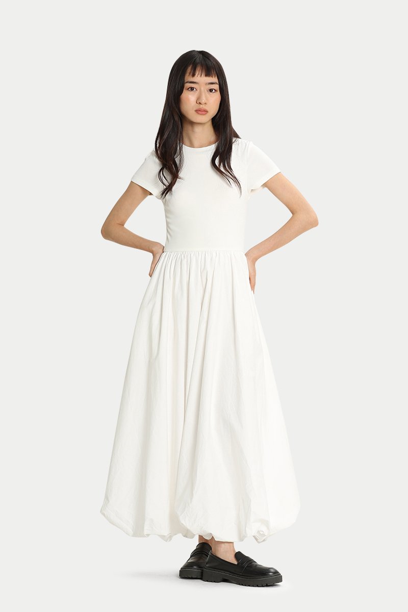 CHERINE CLOUD TEE DRESS IN WHITE
