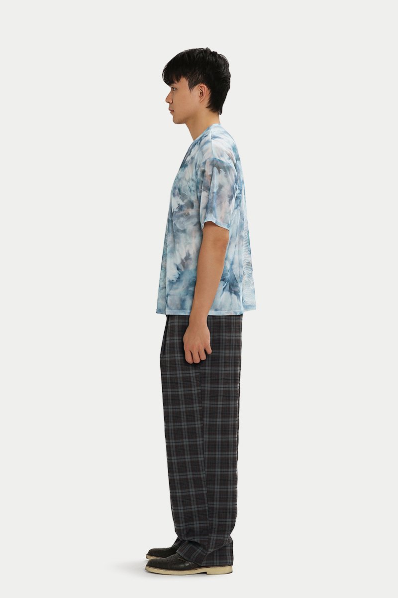KIRO ELASTIC WAIST CHECKED TROUSERS IN WALNUT