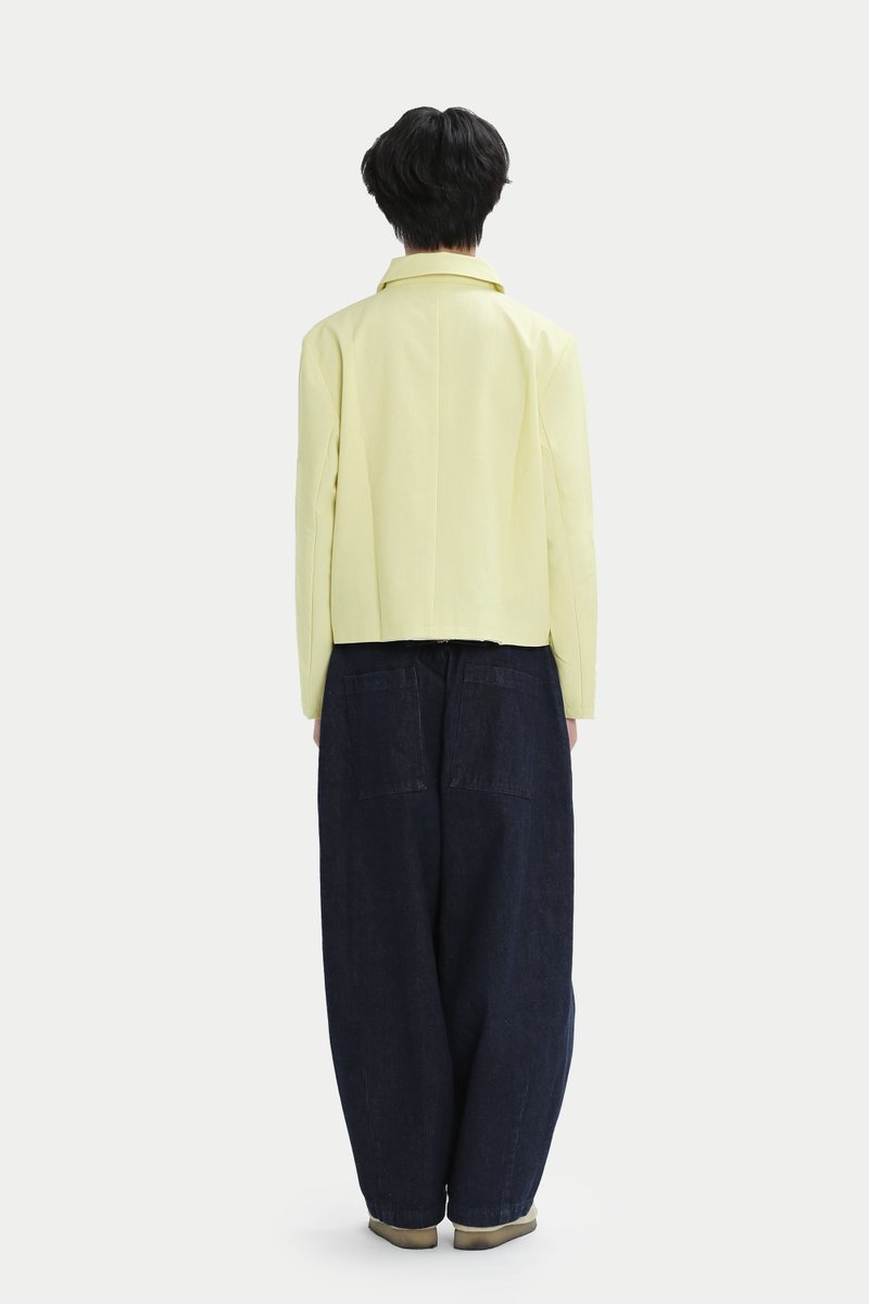 ARCADE X NATHANIELFONG CROPPED PEA COAT IN LEMON