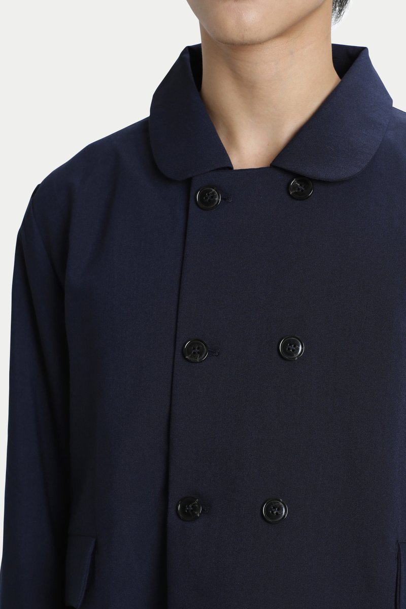 ARCADE X NATHANIELFONG CROPPED PEA COAT IN NAVY