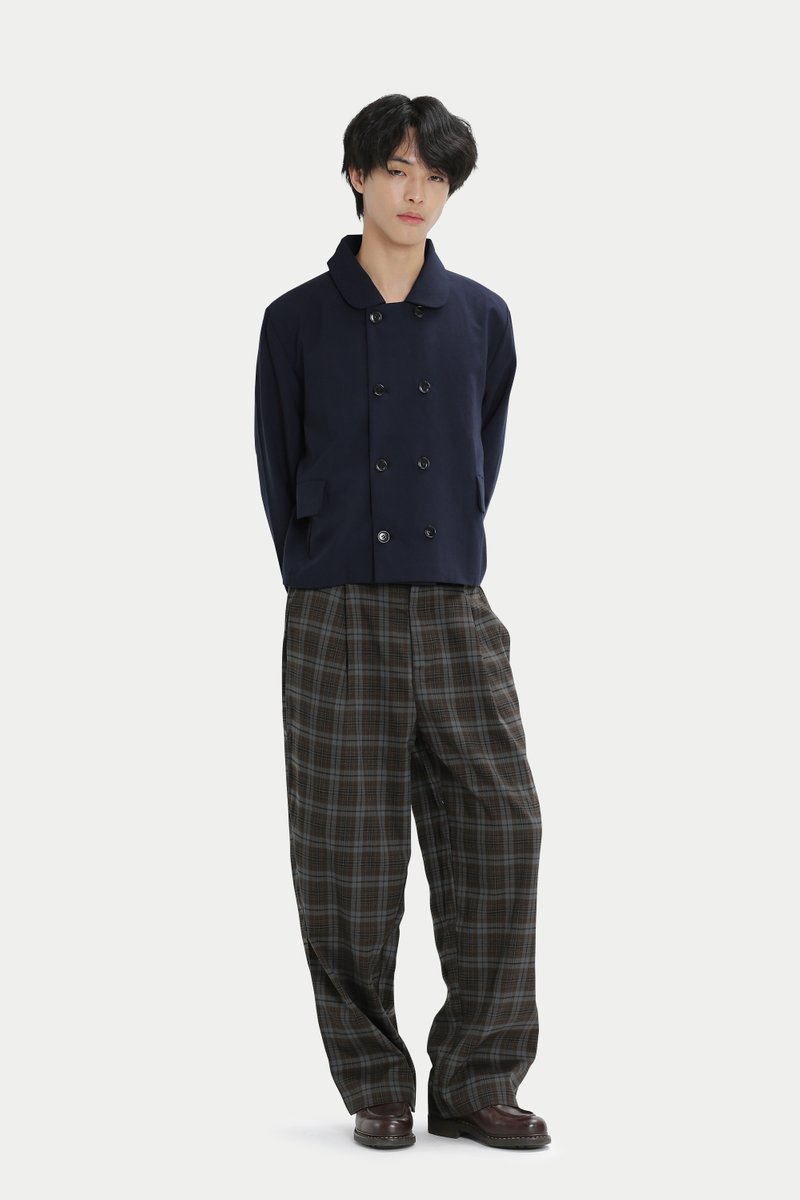 ARCADE X NATHANIELFONG CROPPED PEA COAT IN NAVY