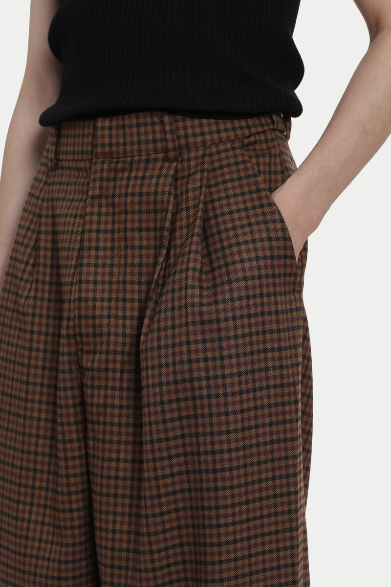 EAMES RELAXED-FIT CHECKED TROUSERS IN MULBERRY